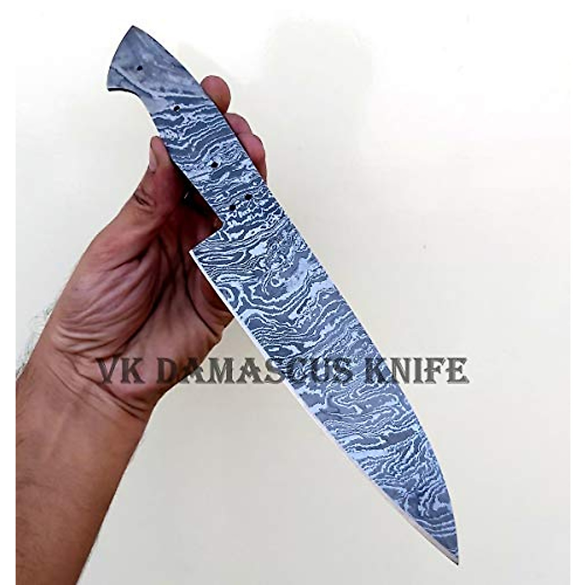 Handmade Damascus Chef knife Kitchen Knife Blank Blade fixed blade knife VK3542 (Silver 3)