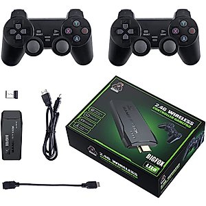 Retro Game Console, Nostalgia Stick Game,Retro Game Stick,Plug and Play Video Game Stick Built in 10000+ Games,4K HDMI Output,9 Classic Emulators, with Dual 2.4G Wireless Controllers(64G)