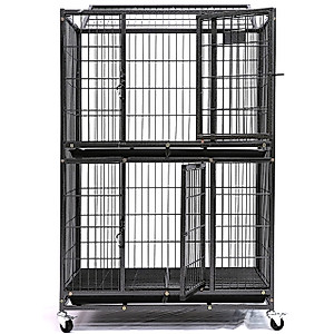 Homey Pet New 2 Levels 31" Crate with Durable Plastic Black Tray and Caster (Cage)