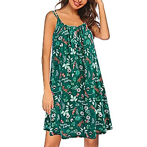 Ekouaer Sleepwear Womens Sleeveless Nightgown Slip Night Dress Print Pajama Dress