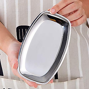Buyer star Silver 2PCS 6.14inch Stainless Steel Square Tray Fruit Trays Storage Tray Dish Plate Cosmetics Jewelry Decorative Organizer