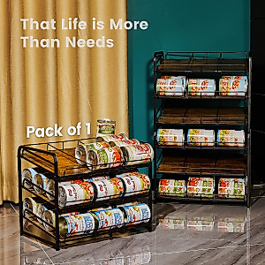 HOYRR Can Storage For Pantry,Can storage,Can Organizer,Rustic farmhouse style Can Organizer For Pantry,Wood Can Organizer For Pantry,Can Organizer For Pantry can store up to 36 cans.（Pack of 1）