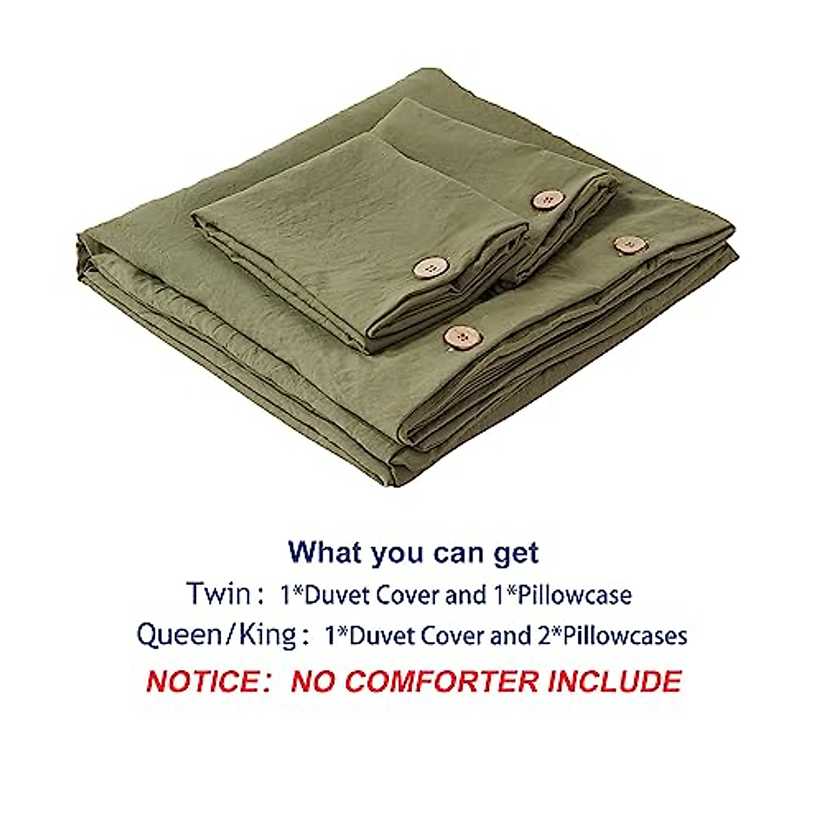 Anluoer Duvet Cover Twin Size,Olive Green Duvet Cover Set with Buttons Closure, Ultra Soft Washed Microfiber Bedding Comforter Cover with 1 Pillowcases for All Season(68x90 inches, 2 Pieces)