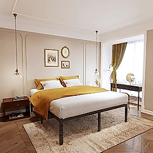 Vengarus 18 Inch Bed Frame Queen Size No Box Spring Needed, Heavy Duty Queen Platform Metal Bed Frame Support Up to 3000 lbs, Easy Assembly, Noise Free, Black