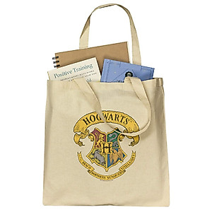 GRAPHICS & MORE Harry Potter Ilustrated Hogwart's Crest Grocery Travel Reusable Tote Bag