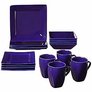 10 Strawberry Street Nova Square Dinnerware Set, 16 PIECE, Cobalt