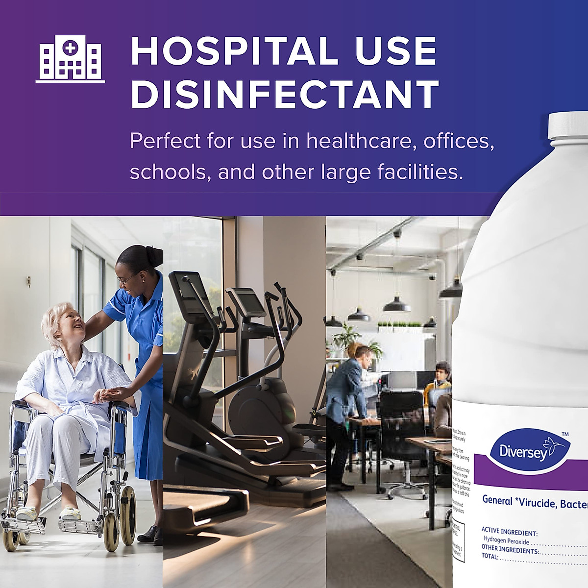 Oxivir Diversey 100898636 Tb One-Step Disinfectant Cleaner, Hospital Grade Accelerated Hydrogen Peroxide AHP, No Fragrance Added, Ready-to-Use Liquid, 1-Gallon