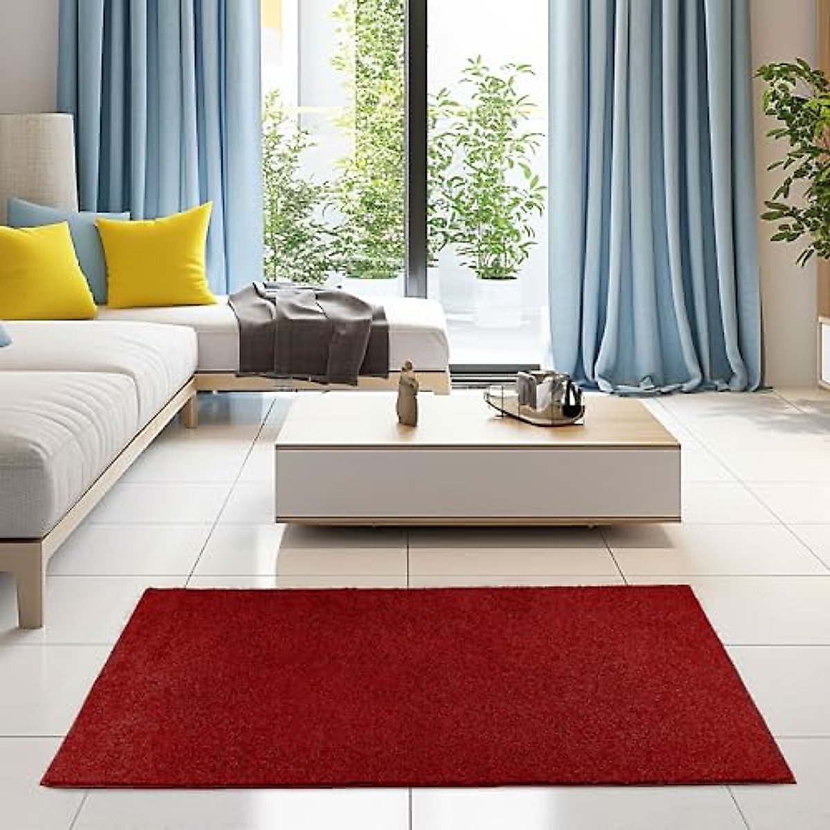 Bright House Solid Color Custom Size Runner Area Rugs Red - 2' x 3' Rectangle, Indoor, Stain Resistant, Perfect for Living Room, Bedroom, Dining Room, Entryway, Pet & Kids Friendly Rug, Wedding