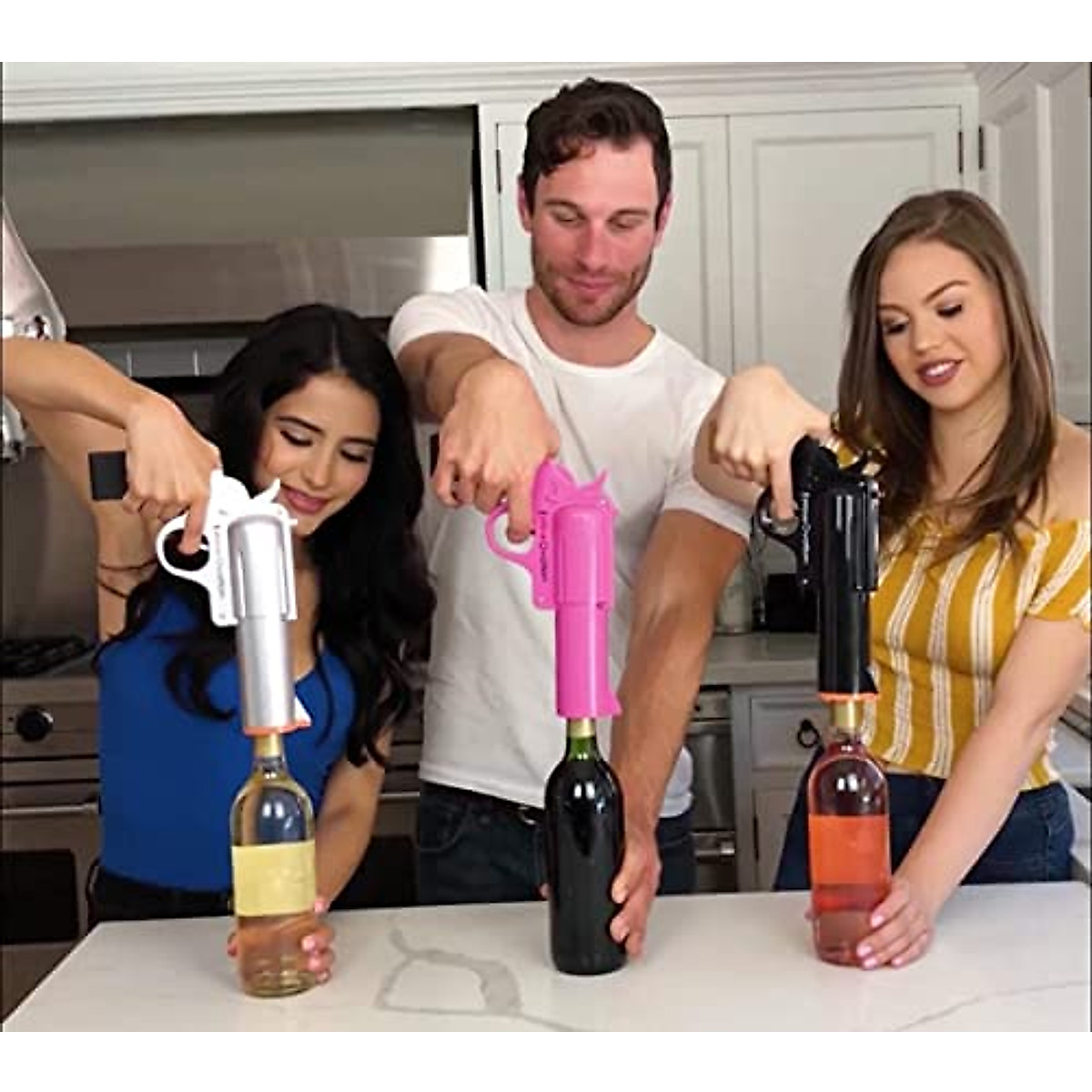 WineOvation Electric Gun Wine Opener (Black) - Open your Wine Bottle fast and without hassle - Great Gifts for Gun Enthusiasts and Wine Lovers