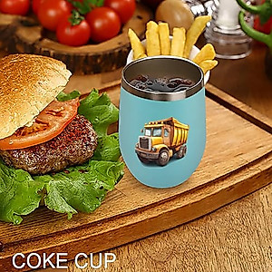 Cute Garbage Truck Funny Wine Tumbler 12 Oz Stainless Steel Insulated Mug Double Wall Water Cup with Lid