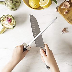 Kilne Knife Set, 6-Piece Kitchen Knife Set With Wood Block, High Grade German Steel with Acacia Wood Block, Black