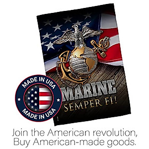 Marine Semper Fi Garden Flag - Armed Forces USMC United State American Military Veteran Retire Official - House Decoration Banner Small Yard Gift Double-Sided Made In USA 13 X 18.5