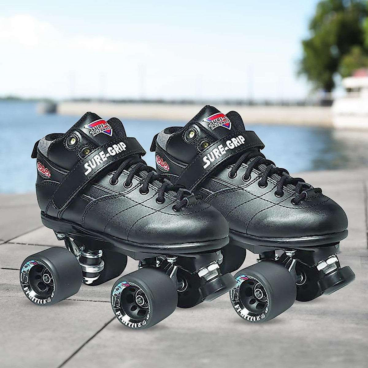 Sure-Grip Rebel Derby Roller Skates for Men & Women - 62mm Fugitive Polyurethane Wheels - Super X Plate Extended Support for Larger Sizes - Suitable for Indoor & Outdoor Skating - Beginner Friendly