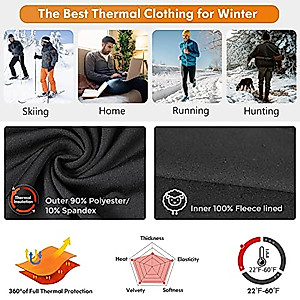 CL convallaria Long Johns Thermal Underwear for Men Fleece Lined Base Layer Set Top and Bottom for Cold Weather XS-4XL