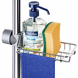PARACITY Sponge Holder for Kitchen Sink, Over Faucet Kitchen Sink Organizer, Stainless Steel Sink Caddy with Towel Rack, Faucet Rack for Kitchen Sink only Available for 0.75-1.1 in