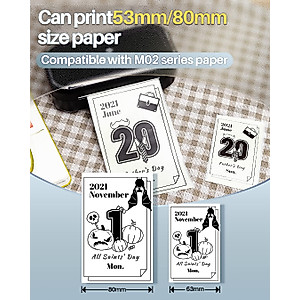 Memoqueen M03 pocket printer - Mini Thermal Printer Bluetooth Mobile Portable Printer Sticky Note Printer Photo Printer, Compatible With 53mm(2inch)/80mm(3inch) Paper, Best for notes, photo&list,white