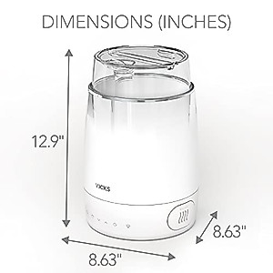 Vicks Embrace Cool Mist Top Fill Humidifier  (VUL900), White – Cool Mist Humidifier Top Fill for Bedroom or Office
