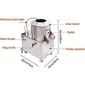 MNSSRN Stainless Steel Potato Peeling Machine, Commercial Automatic Potato Peeling Machine, Stainless Steel Centrifugal Rotating Fruit and Vegetable Knife Kitchen Peeling Tool,2200W