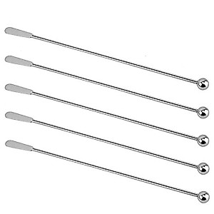 Jsdoin Stainless Steel Coffee Beverage Stirrers Stir Cocktail Drink Swizzle Stick with Small Rectangular Paddles (5 silver)