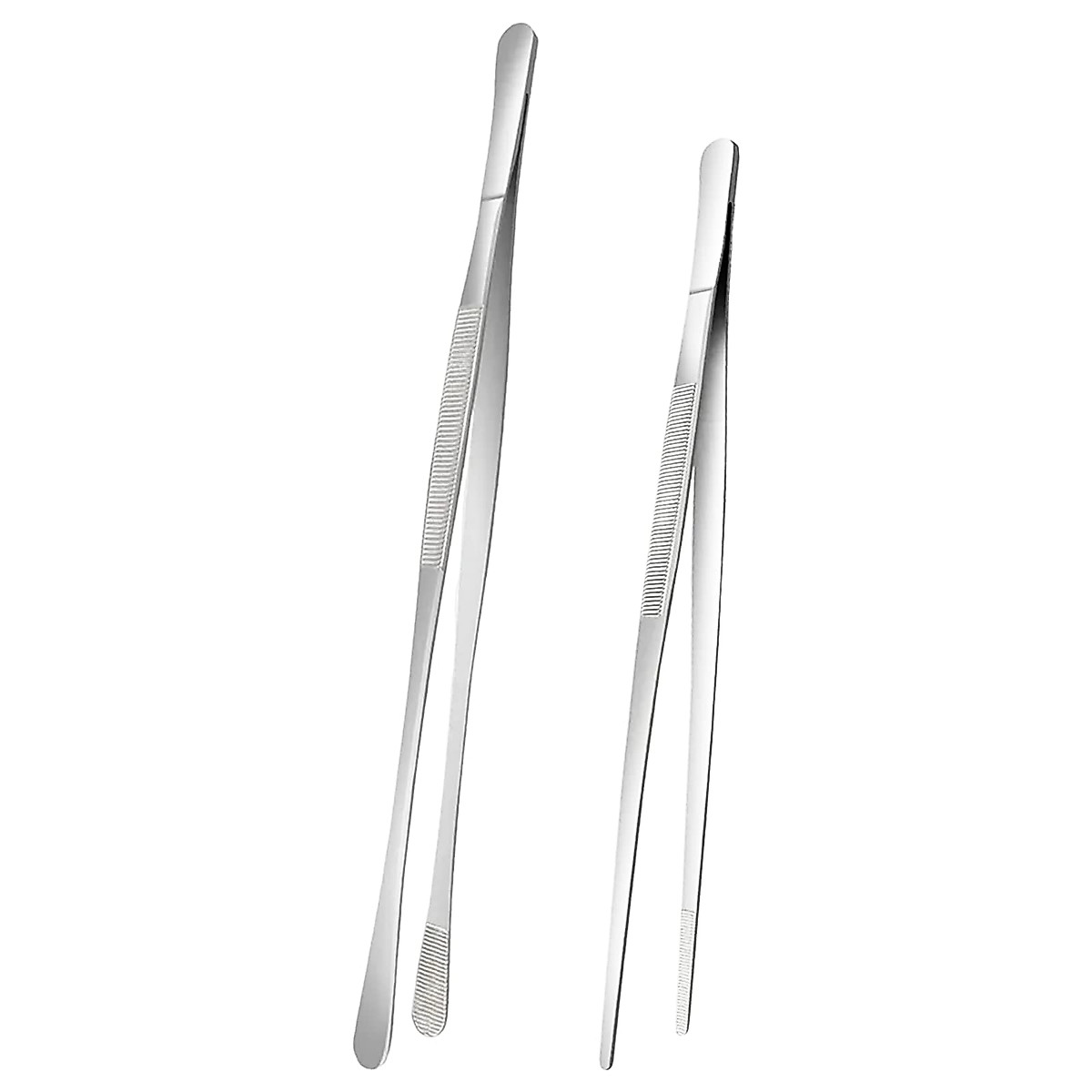 MOJOTORY 2Pcs Kitchen Tweezers Tongs, Cooking Tweezers, Chef Tweezers Tongs for Cooking, Long Handle Food Tweezers for Plating, Stainless Steel Culinary Tweezers (12"Round Tip + 8"Point Tip Sets)