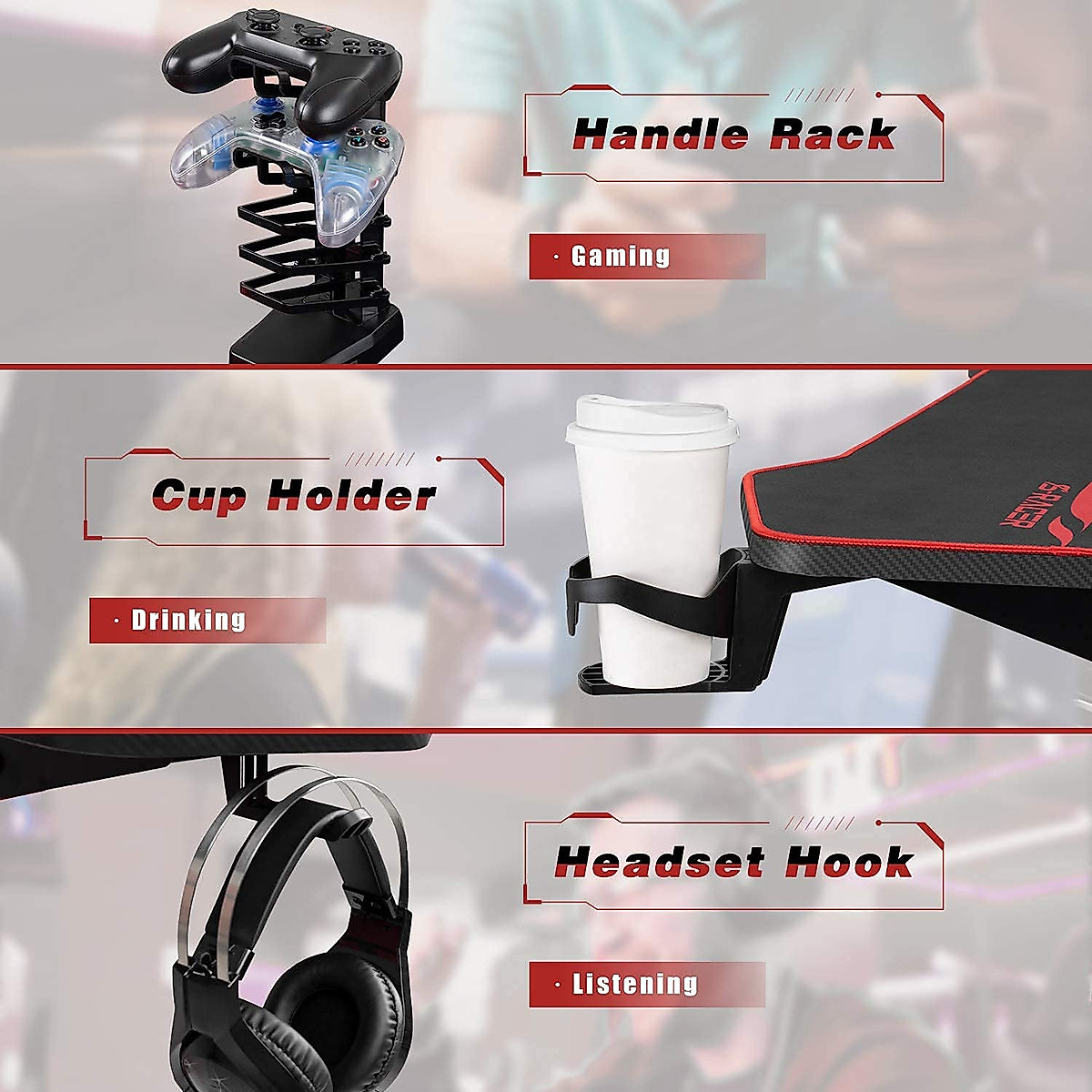 JUMMICO L Shaped Gaming Desk, 51 Inch Pc Corner Table, Computer Corner Desk with Monitor Stand for Home Office Sturdy Writing Workstation (Large, Red)