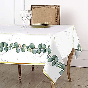 hapray 4 Pack Greenery Jungle Party Tablecloths for Rectangle Tables, Waterproof Disposable Rectangular Table Cloths Covers Eucalyptus Decorations, Wedding Baby Shower Birthday Bridal, 54” x 108”
