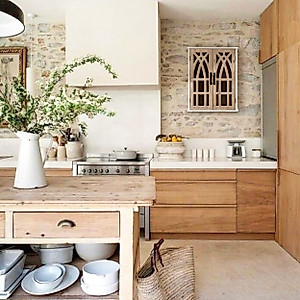 LuxenHome Farmhouse Wall Cabinet with 2 Door, 20" Floating Storage Cabinet with Shelves for Kitchen, Bathroom, Home Office,Utility Room Disdressed White Wood Wall-Mounted Storage for Small Spaces