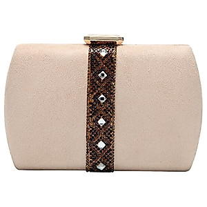 Fawziya Velvet Diamonds Evening Purses For Women Clutch Bags-Beige