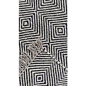 Rita Rugs Rolf, Woollen Hand Woven Area Rug, Black, 4' x 6'