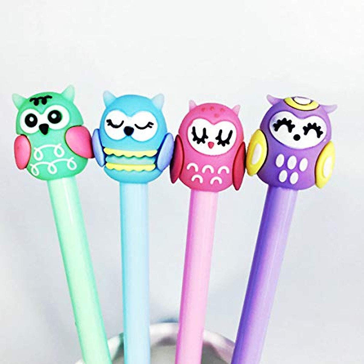 WIN-MARKET Animal Cute Owl Gel Ink Pen Cute Kawaii Black Writing Pens Ballpoint Black Ink Gel Pen Party Gift Gel Ink Pens Funny School Stationery Office Supplies(6PCS)