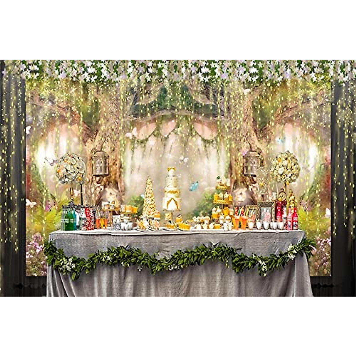 Leowefowa 10x6.5ft Enchanted Forest Backdrop Fairy Tale Forest Enchanted Garden Photography Background for Girl 1st Birthday Baby Shower Party Photoshoots Newborn Kids Children Cake Smash Studio Props