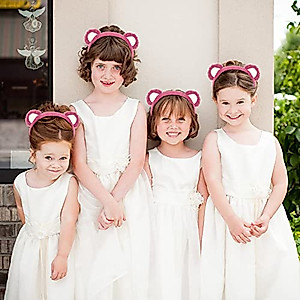 Wittocs Rose Red Bear Ears Headband Plush Bear Ear Headwears for Women Girls Makeup Headband Cute Fashion Fluffy Soft Face Washing Headbands New Year Christmas Valentines Day Hair Hoop