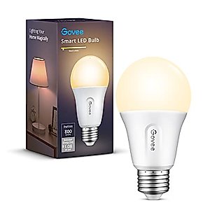 Govee Smart Light Bulbs, Wi-Fi and Bluetooth Light Bulbs, Works with Alexa & Google Assistant, 9W 60W Equivalent Dimmable LED Light Bulbs, 2700K Soft Warm White LED Bulbs, No Hub Required, 1 Pack