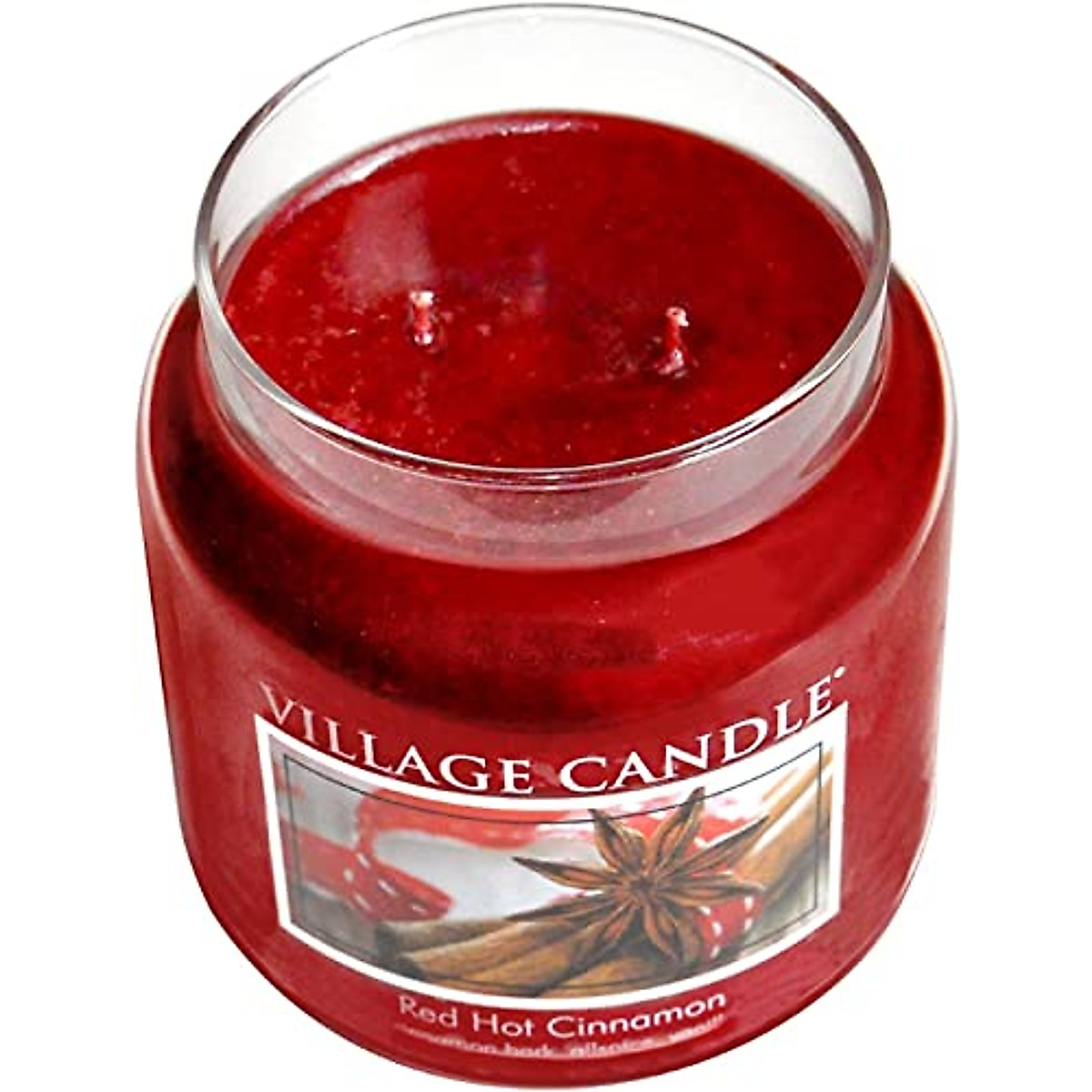Village Candle Red Hot Cinnamon Large Glass Apothecary Jar Scented Candle, 21.25 oz, 21 Ounce
