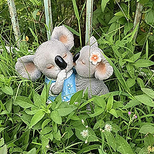 Handsider Garden Statues Koala, Outside Art Decor Koala Bear Figurines for Home Yard Lawn Indoor Outdoor, Animal Sculpture Ornaments