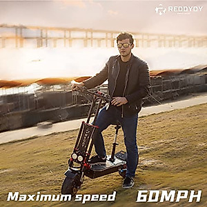 REDDYDY Electric Scooter, Max Speed 60MPH,Total Power 8000W,90 Mile Long Range Battery, 60V43AH Dual Drive, 13-inch Wheels, Portable Foldable, Off-Road Electric Scooter for Adults, black