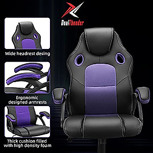 DualThunder Gaming Chairs, Home Office Desk Chairs Clearance, Comfortable Cheap Gaming Office Chairs, Computer Chairs Video Game Chairs, Gaming Chairs for Teens Gamer, Swivel Rolling Chairs, Purple