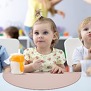 4 Packs Silicone Placemats for Baby Non Slip Placemats for Kids Toddlers Food Table Mats Portable Toddlers Placemats for Dining Table, 4 Colors(Gray, Apricot, Blue, Pink)