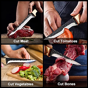Poultry Knife and Kitchen Shears Heavy Duty, Multipurpose Poultry Shears High Carbon Stainless Steel Fillet Knife Meat Cleaver Forged Chef Knives for Meat, Fish, Deboning, Vegetables
