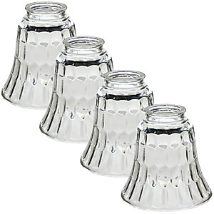 LIGHTACCENTS Ceiling Fan Light Covers For Ceiling Fan Light Kit - Clear Wave Glass Shade Light Covers For Ceiling Lights Fixture Replacement Globes & Shades Ceiling Fan Globe Replacement (4-pack)