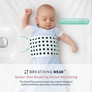 Nanit Breathing Wear Sleeping Bag – 100% Cotton Baby Sleep Sack - Works with Nanit Pro Baby Monitor to Track Breathing Motion Sensor-Free, Real-Time Alerts, Size Large, 12-24 Months, Powder Blue