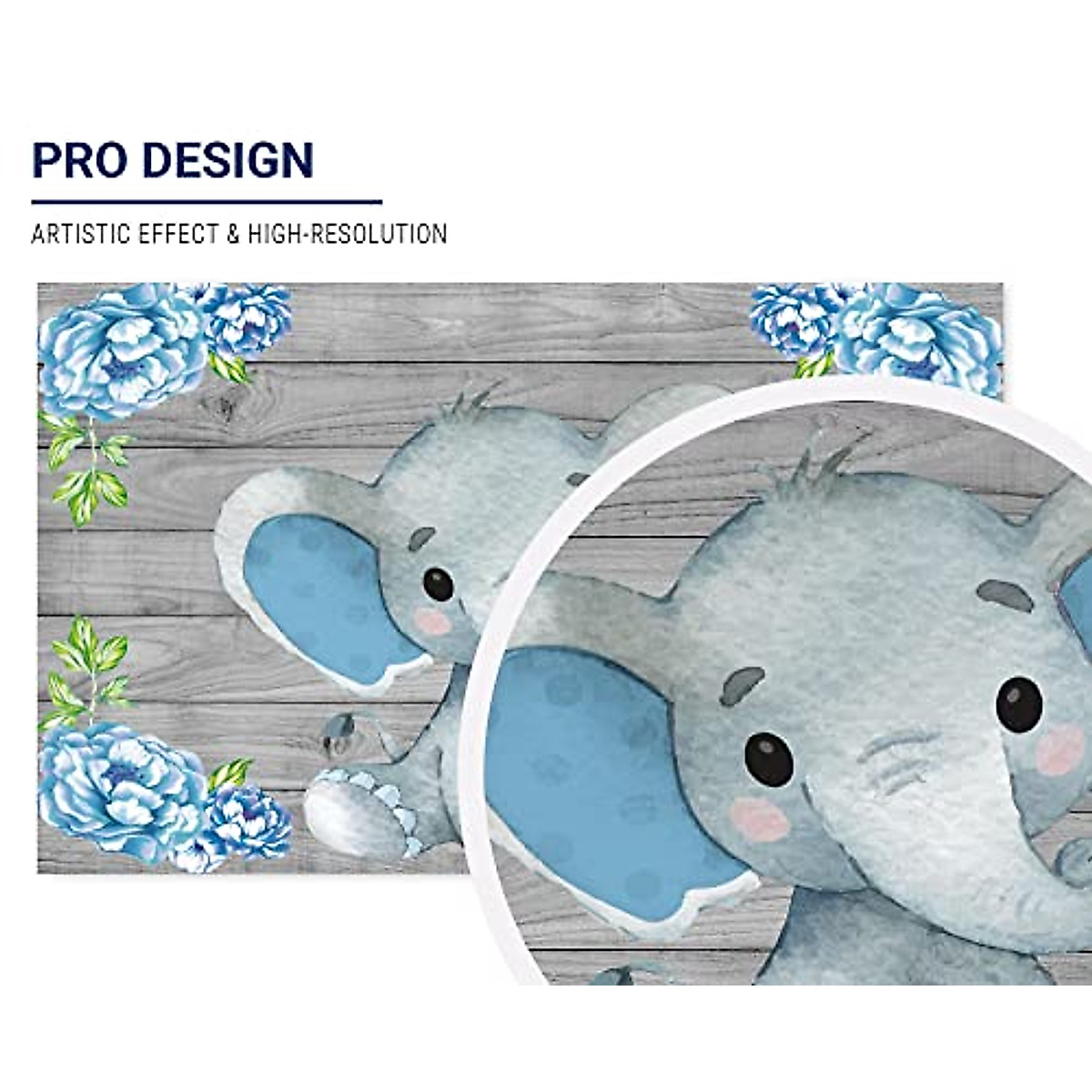 Allenjoy Rustic Grey Wood Elephant Backdrop Supplies for Baby Shower Blue Floral It's a Boy Newborn Kids Birthday Party Decorations Studio Cake Smash Candy Dessert Photography Banners Props