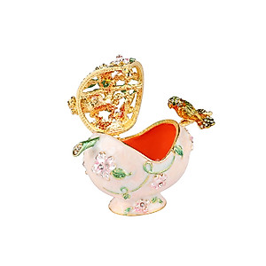 Furuida Hollow Out Bird Trinket Boxes Hinged Hand-Painted Enamel Animals Ornaments Craft Gift for Home Decor