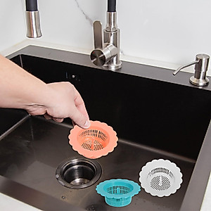 uxcell Sink Drain Strainer, Plastic Kitchen Sink Filter Hair Drain Catchers Sink Strainers for Kitchen Bathroom Balcony, White 4Pcs