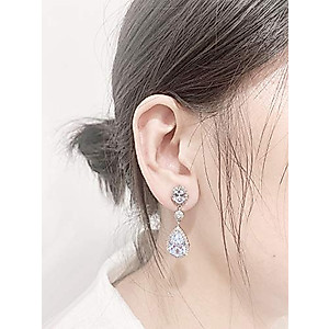 SELOVO Women's Teardrop Dangle Earrings Silver Tone Wedding Bridal Earrings