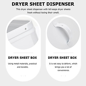 ULTECHNOVO Modern Farmhouse Metal Laundry Dryer Sheets Holder Fabric Softener Dispenser with Lid for Laundry Room Decor and Accessories and Space Saving Laundry Room Organization and Storage White