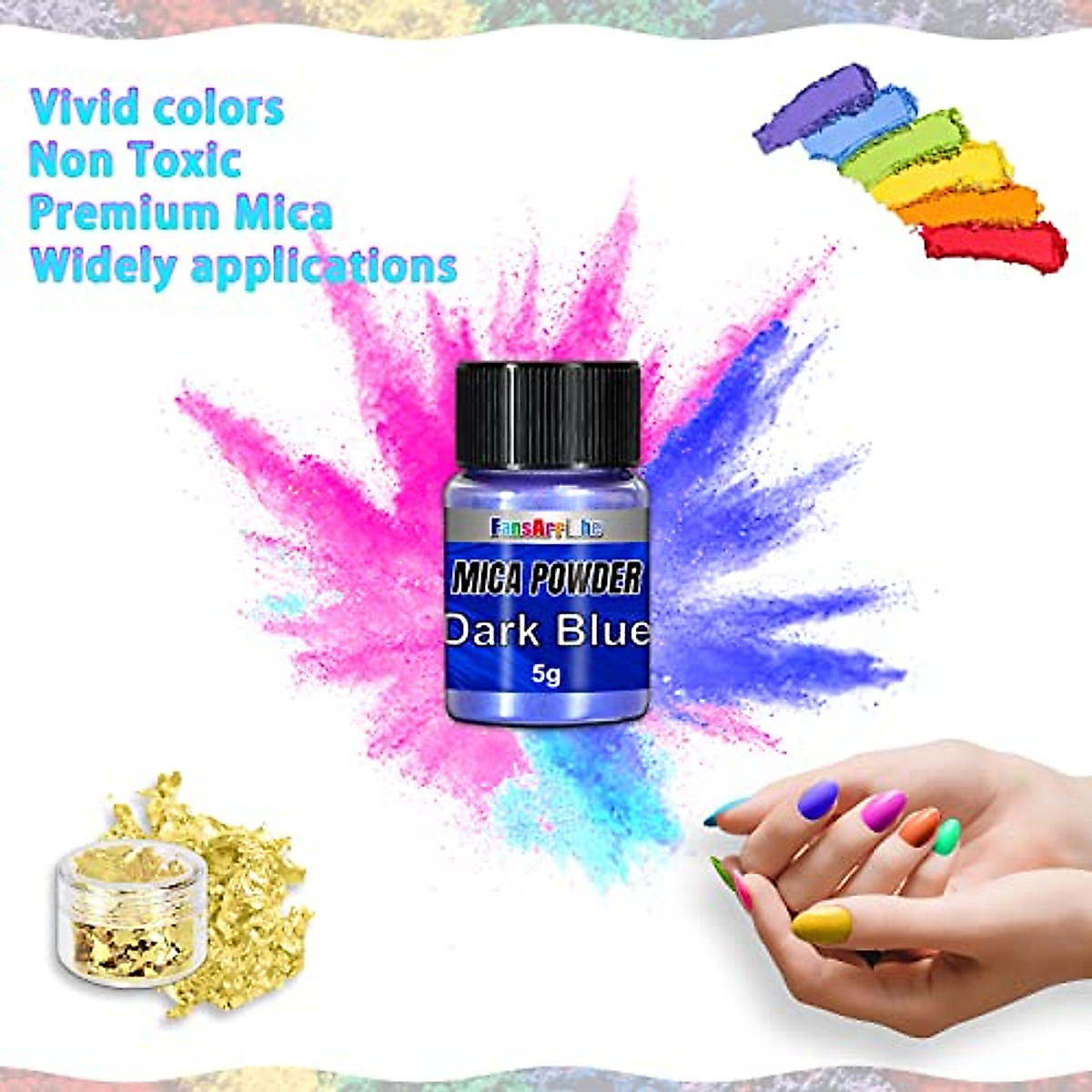Mica Powder for Epoxy Resin, 32 Colors X 5g Mica Pigment Powder Metallic Colors Shimmer Glitter Powder, for Soap Making,Bath Bomb, Candle Making, Art Crafts, Resin Dye, Nails, Slime