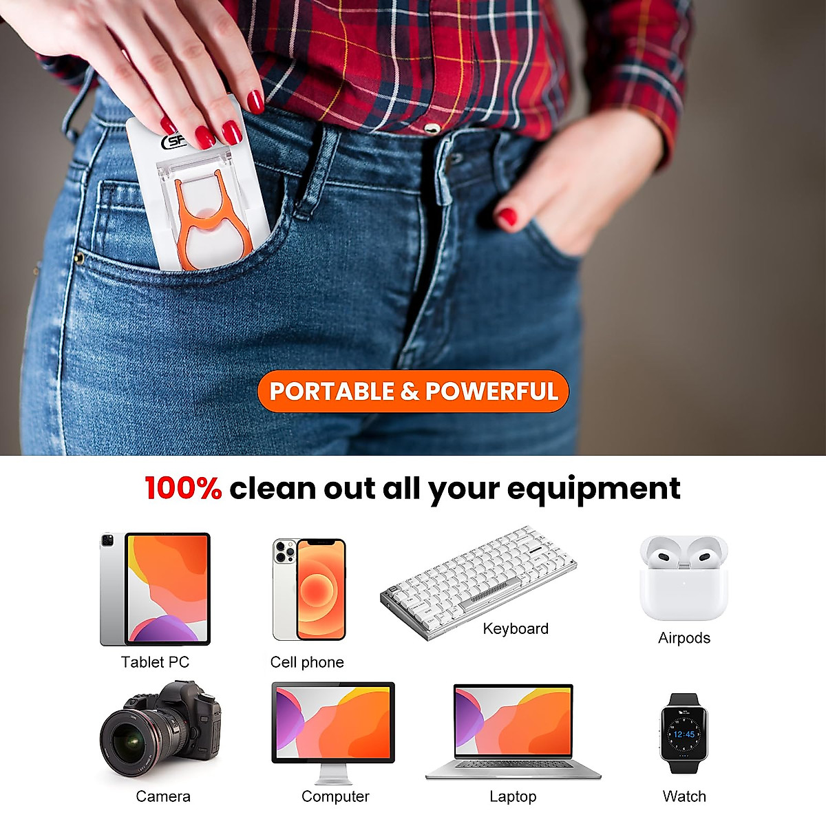 11-in-1 Keyboard Cleaning Kit, Laptop Cleaning Kit Keyboard Brush Cleaner Electronics Cleaner for Cell Phone/Earbuds/Camera Lens/Computer with Multifunctional Cleaning Tool (Orange)