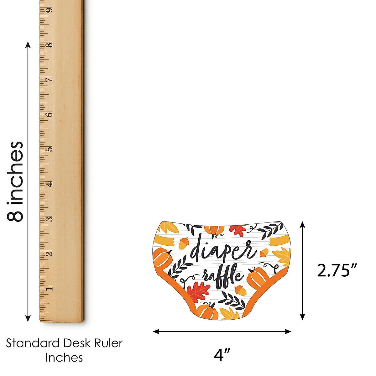 Big Dot of Happiness Fall Pumpkin - Diaper Shaped Raffle Ticket Inserts - Halloween or Thanksgiving Baby Shower Activities - Diaper Raffle Game - Set of 24