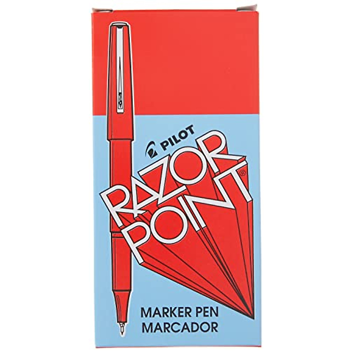 PILOT Razor Point Fine Line Marker Stick Pens, Ultra-Fine Point (0.3mm) Red Ink, 12 Units (11007)